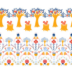 Folk art birds and botanicals seamless borders set – Royalty-Free ...