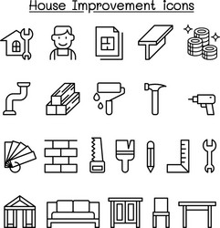 House icons set on white background line style Vector Image