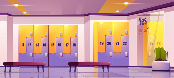School gym locker room with kids changing uniform Vector Image