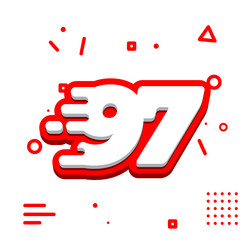 Number 97 3d speed modern icon Royalty Free Vector Image