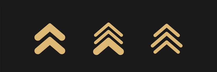 Three blue squared arrows up icon swipe Royalty Free Vector