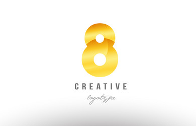 Number 8 eight gold golden metal metallic logo Vector Image