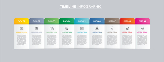 9 infographics rectangle paper index with data Vector Image