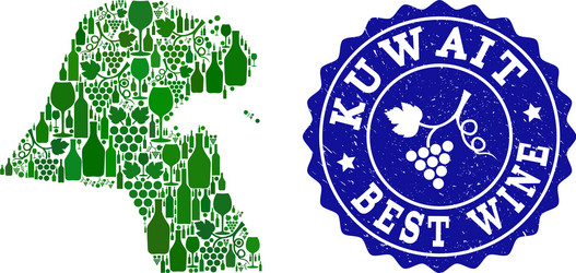 Love collage map kuwait and grunge stamps Vector Image