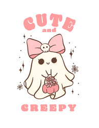 Cute and cheeky pink halloween ghost girl Vector Image