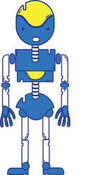 Full color technology robot with machine robotic Vector Image