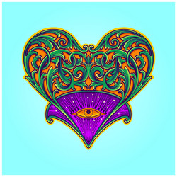 Engraving ornament classical heart frame Vector Image