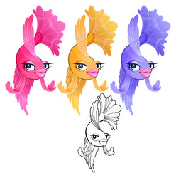 Two funny smiling crazy golden fish characters Vector Image