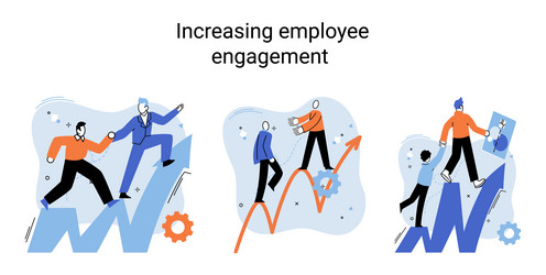Increasing employee engagement improve Royalty Free Vector