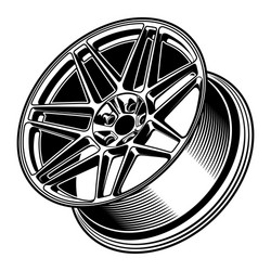 Car wheels rims line art silhouette Royalty Free Vector