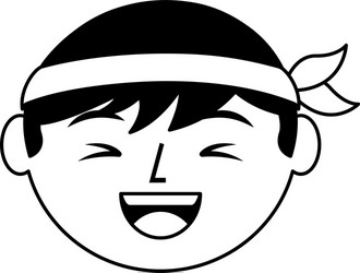 Cartoon face laughing chinese man Royalty Free Vector Image