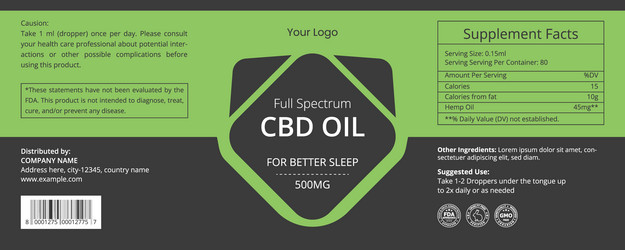 Cbd label design template dropper bottle oil Vector Image