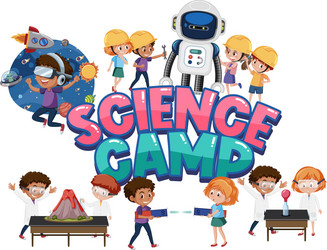 Summer camp children design template with logo Vector Image