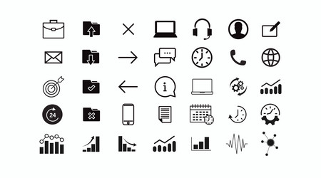 Work and productivity icon set Royalty Free Vector Image