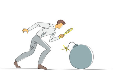 Continuous one line drawing businessman emerged Vector Image