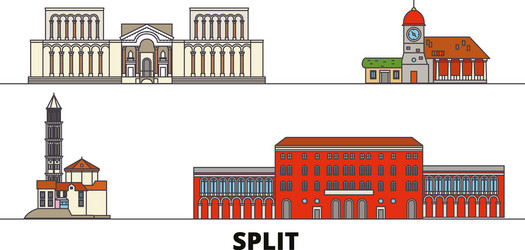 Split silhouette skyline croatia Royalty Free Vector Image