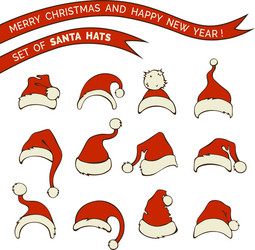 Santa hats doodles Royalty Free Vector Image - VectorStock