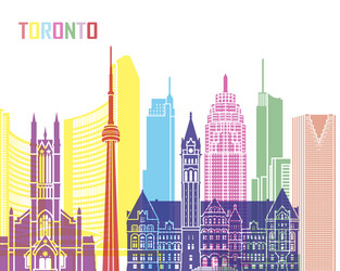 Toronto skyline in orange background Royalty Free Vector