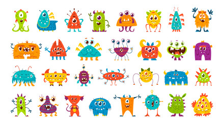 Cartoon monster characters cute comic mutants Vector Image