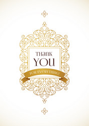 Golden frame for thank you message Royalty Free Vector Image