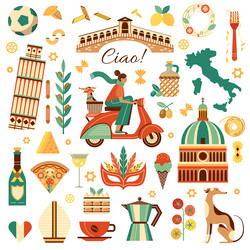 Icon set italy culture design graphic Royalty Free Vector
