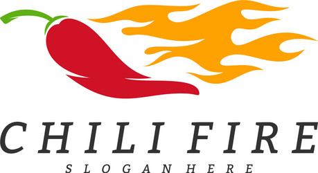 Hot chili logo design with fire Royalty Free Vector Image