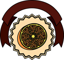 Orange citrus fruit with ribbon frame Royalty Free Vector