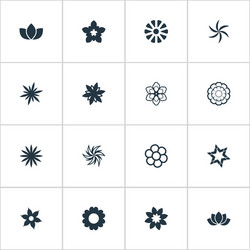 Set linear icons of flowers isolated Royalty Free Vector