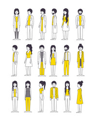 Group of people with yellow clothes Royalty Free Vector