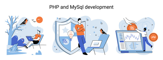 Php And Mysql Development Software Website Vector Image