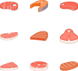Meat products icon set Royalty Free Vector Image