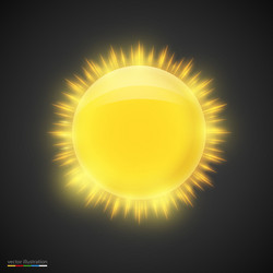Golden stylized sun symbol on black background Vector Image