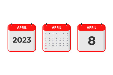 8th april calendar icon april 8 calendar date Vector Image