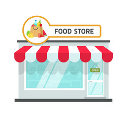 Dairy store or milk shop with signboard awning Vector Image