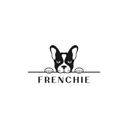 Frenchie bulldog logo house on white Royalty Free Vector