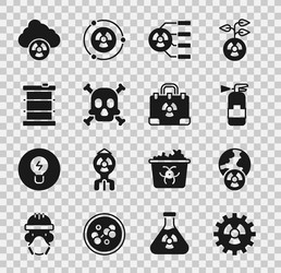 Set nuclear explosion radioactive electrical Vector Image