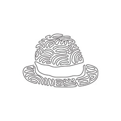 Single one line drawing fedora hat side view Vector Image
