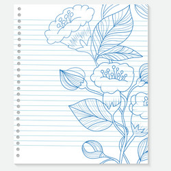 Sketch of flower on a notebook sheet Royalty Free Vector