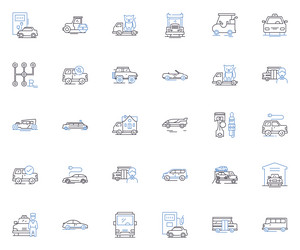 Transportation line icons collection commute Vector Image