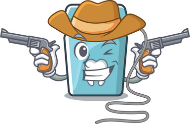 Cartoon character cowboy tooth with guns Vector Image