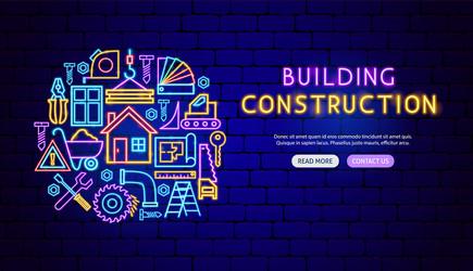 Construction neon icons Royalty Free Vector Image