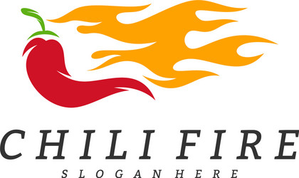 Hot chili logo design with fire Royalty Free Vector Image
