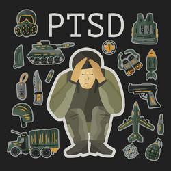 Ptsd post traumatic stress disorder Royalty Free Vector