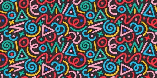Fun colorful line doodle seamless pattern Vector Image