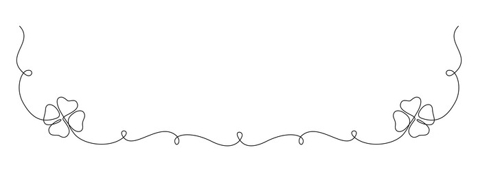 One continuous line drawing of four-leaved clover Vector Image