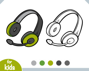 Coloring book for kids headphones Royalty Free Vector Image