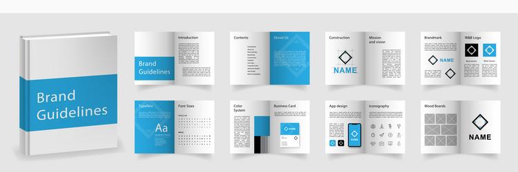Dark blue brand guidelines template manual Vector Image