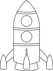 Rocket colored cartoon drawing Royalty Free Vector Image