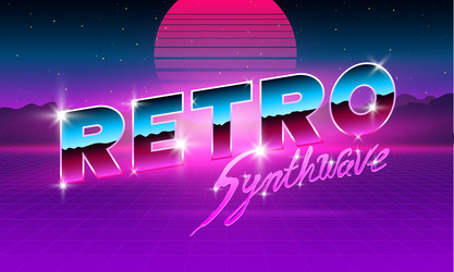 80 s purple neon retro font futuristic metal Vector Image