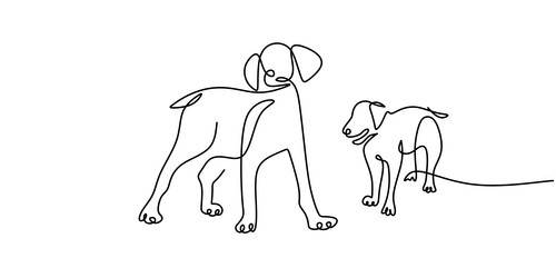 Single one line drawing gallant boxer dog Vector Image